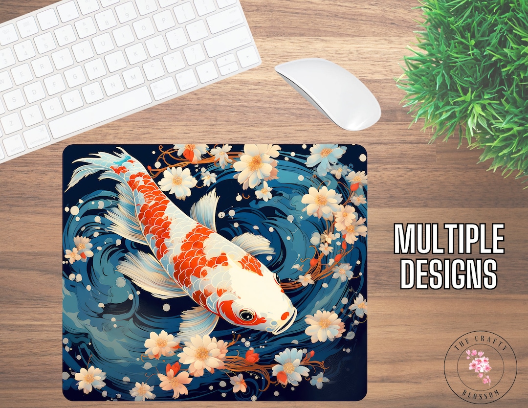 Koi Fish Mouse Pad, Japanese Koi Fish Desk Mat, Japanese Koi Fish Mouse ...