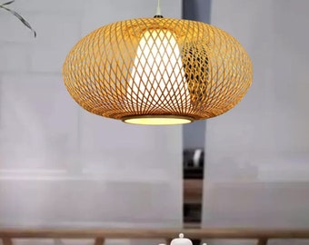 Wicker Round Pendant Light - Etsy