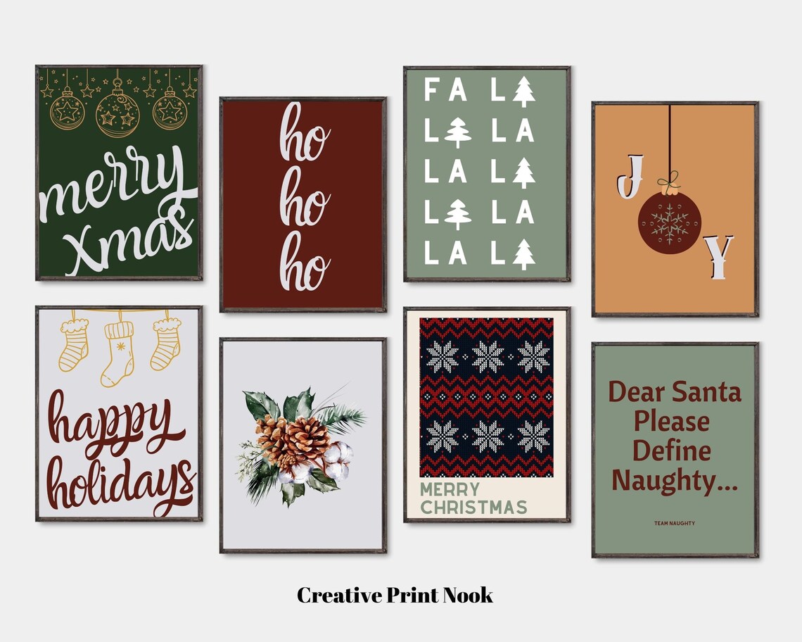 50 Funny Christmas Poster Prints, Modern Christmas Decor for Farmhouse ...