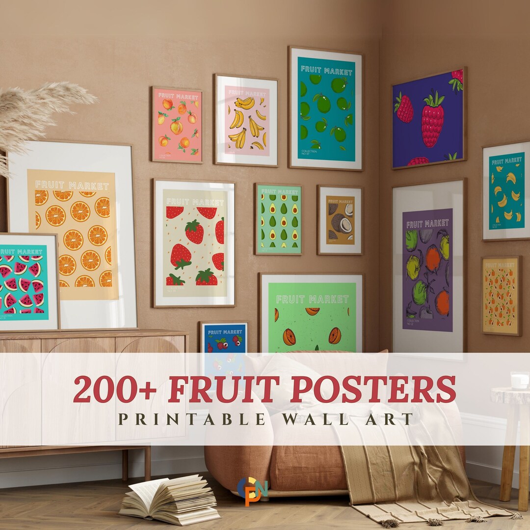 200 Fruit Poster, Fruit Market Kitchen Wall Decor, Fruit-inspired ...