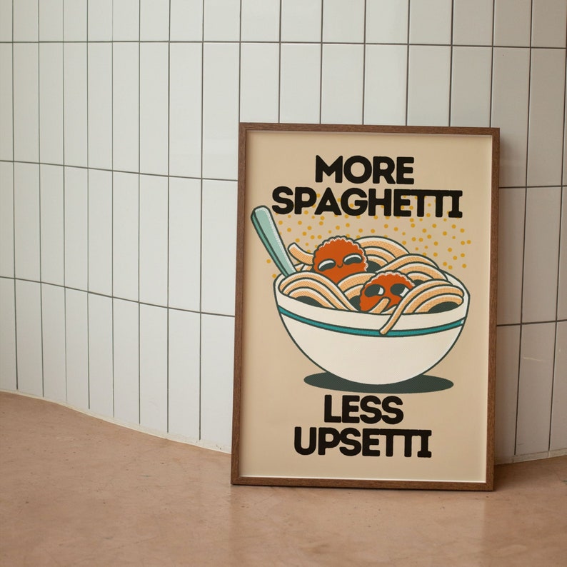 Set of 2 Retro Kitchen Wall Art, Funny Kitchen Food Wall Poster ...