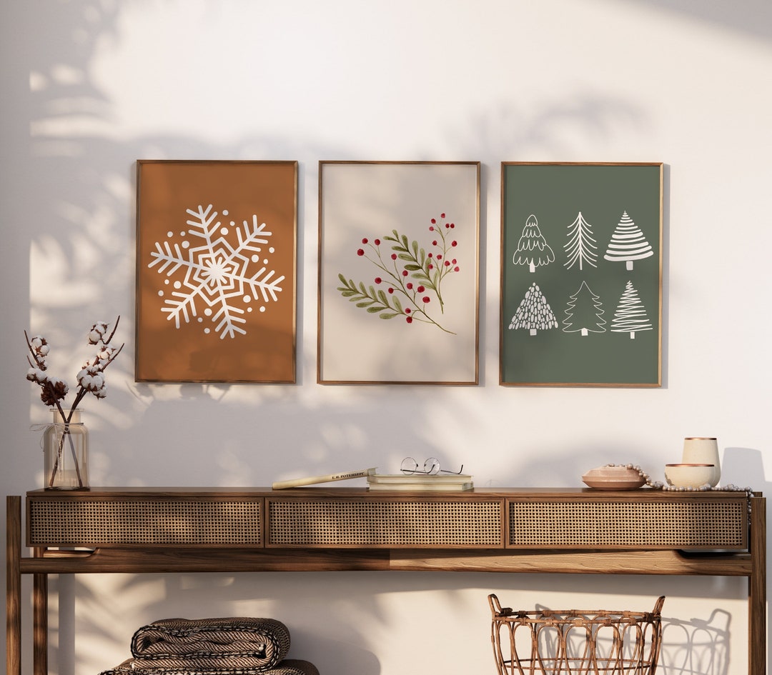 Christmas Poster Set of 3, Festive Wall Art for Holiday Decor, Xmas ...