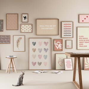 Valentines Gallery Wall Art Set of 55 Prints, Retro Valentines Day ...