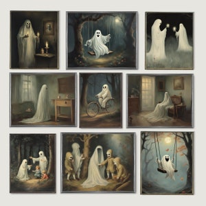 Ghost Poster Set of 30, Vintage Printable Halloween Painting, Ghost ...