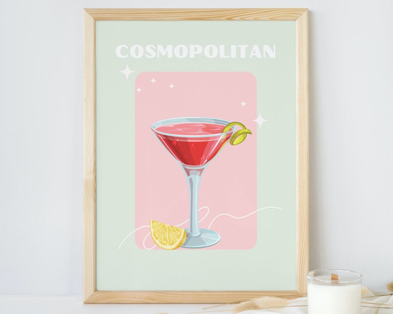Cocktail Bar Poster Set of 6, Bar Printable Art, Retro Cocktail Posters ...