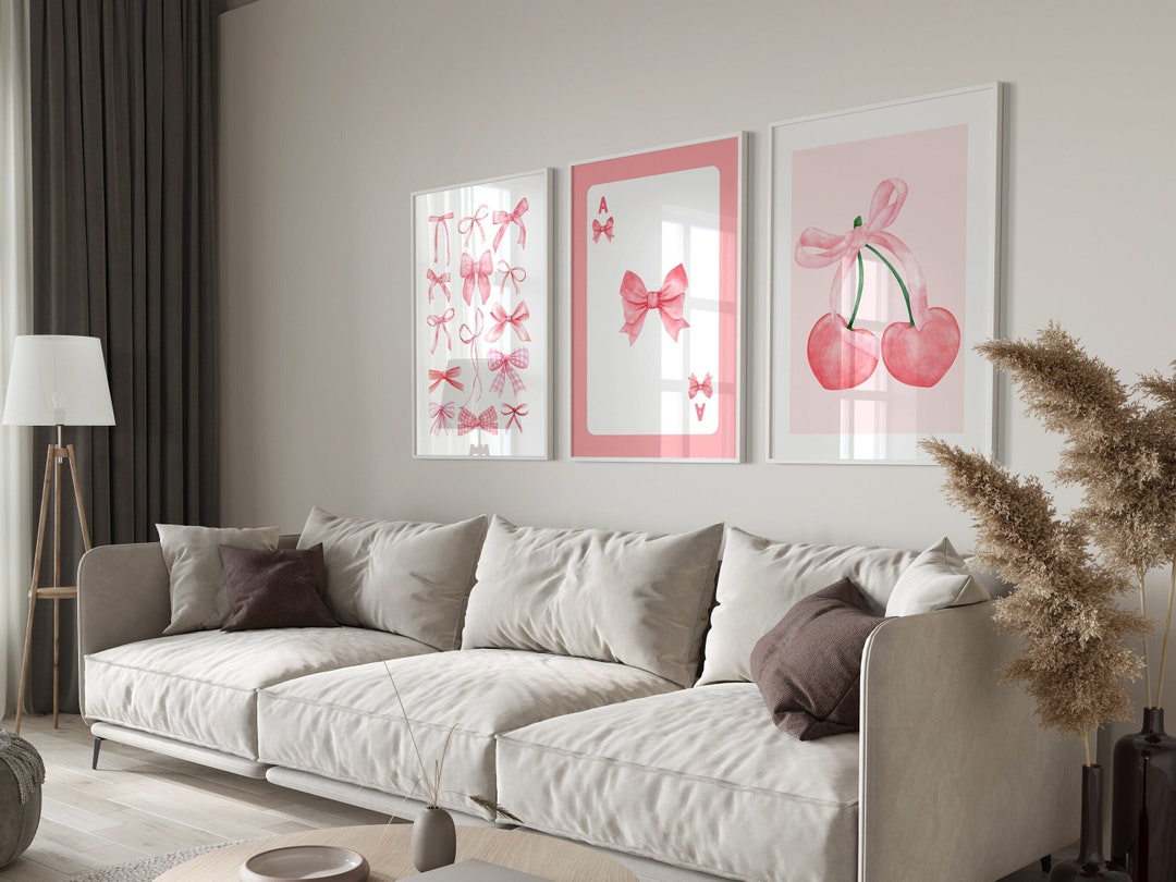 30 Pink Bows Coquette Posters , Trendy Retro Wall Art, Bows Printable ...
