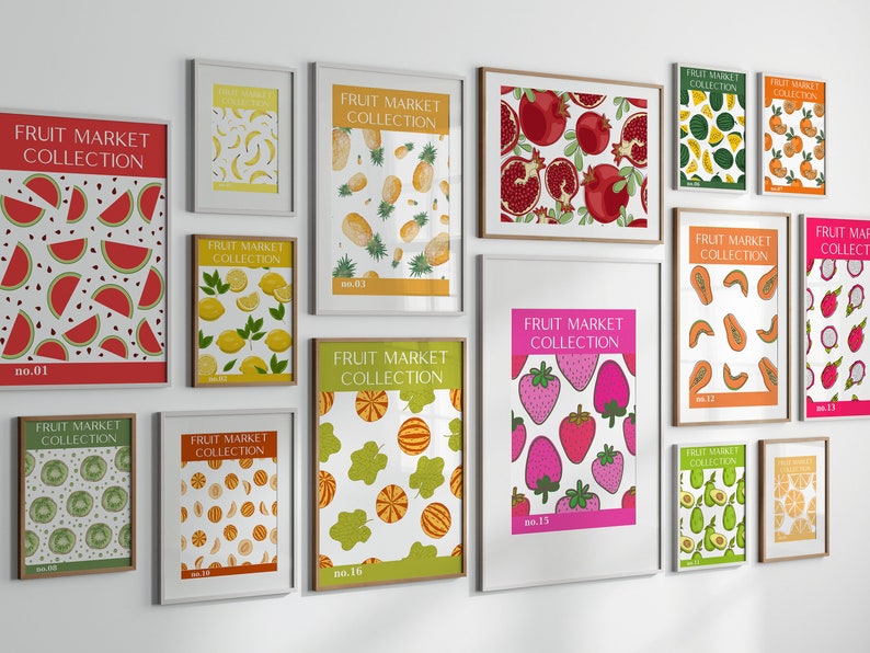 Fruit Poster Gallery Wall Art Set of 200, Fruit Market Kitchen Wall ...