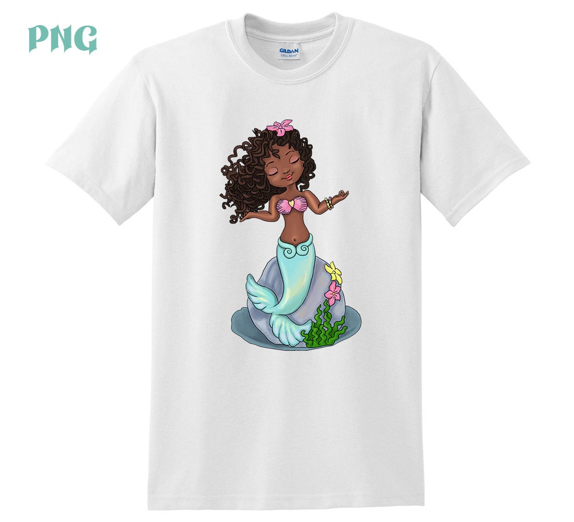 Cute African Mermaid Clipart PNG, Black Mermaid Clip Art, Little ...