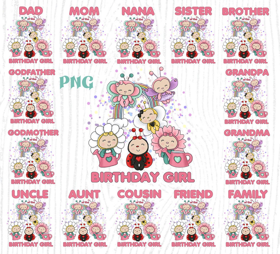 Cute Bugs Birthday Girl PNG, Baby Bugs Birthday Girl Png, Cute Flowers ...