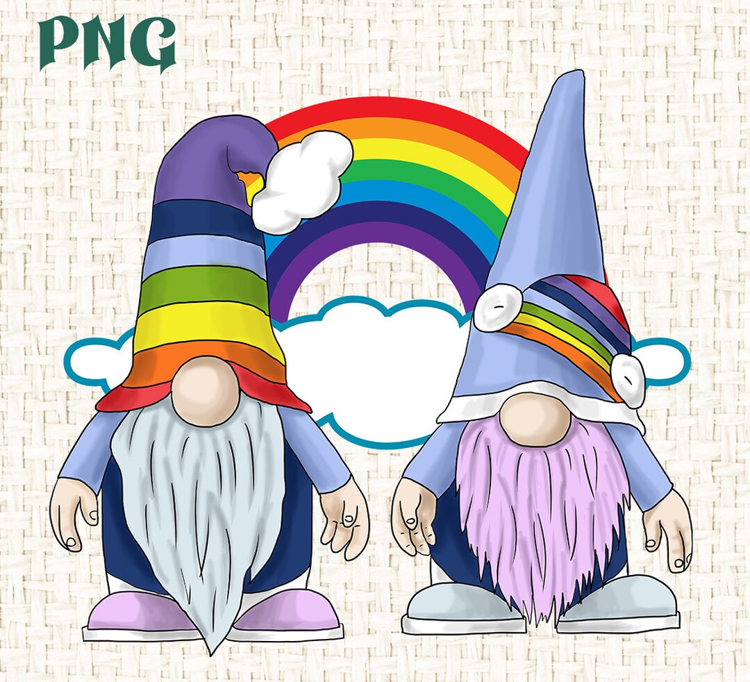 Rainbow Gnomes Clipart Png Graphic , Rainbow Gnomes Clipart PNG, Hand ...