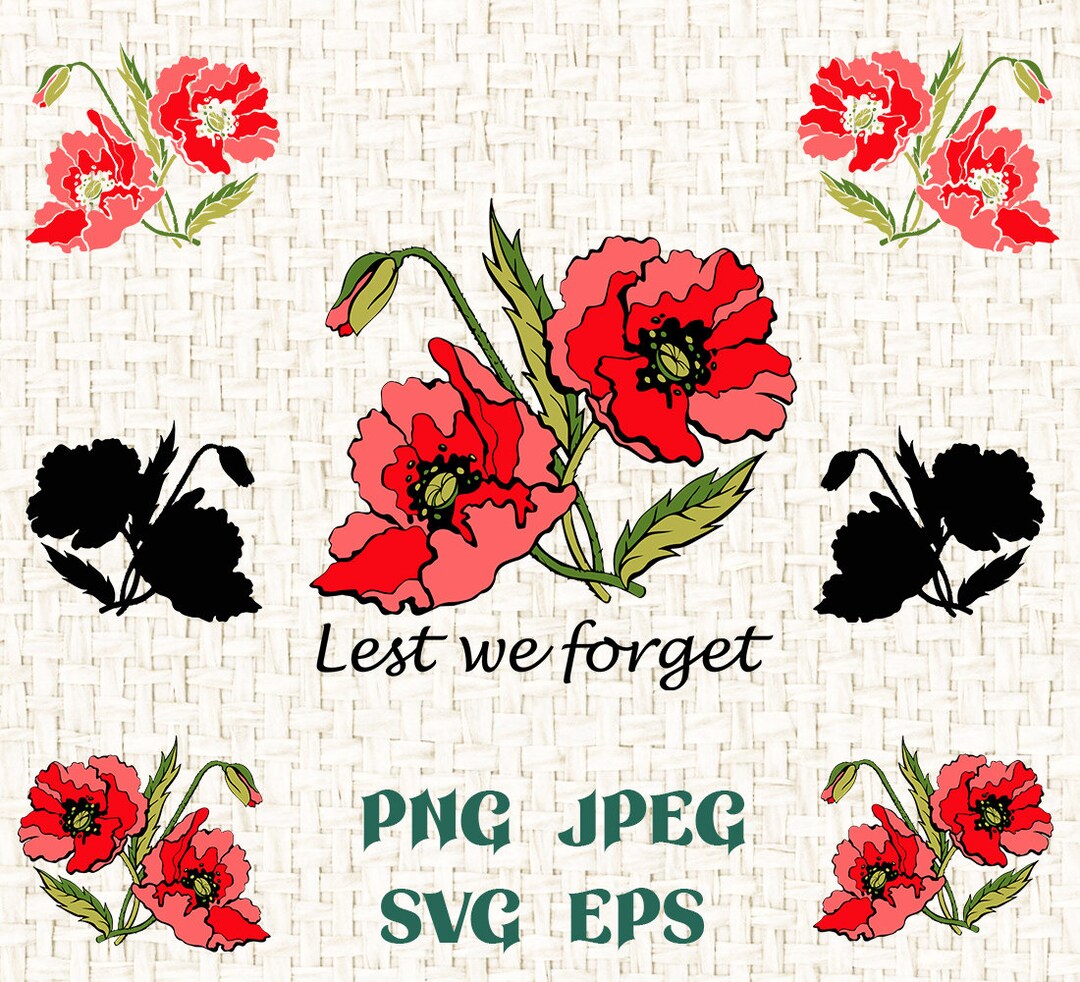 Poppy Flowers SVG, Memorial Day SVG, Lest We Forget SVG, for Cutting - Etsy