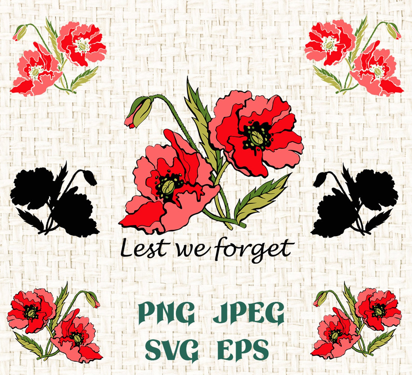 Poppy Flowers SVG, Memorial Day SVG, Lest We Forget SVG, for Cutting - Etsy