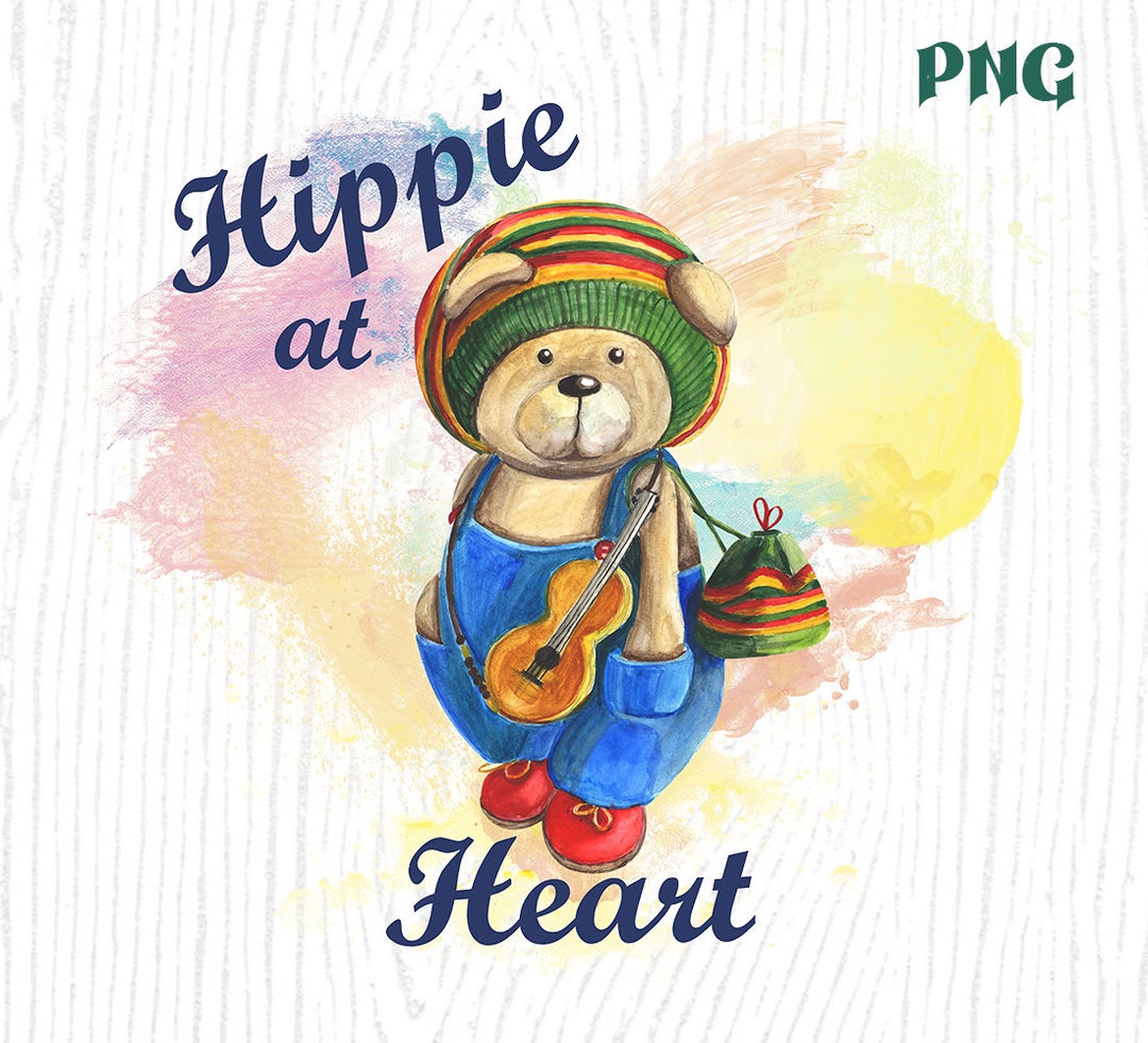 Hippie at Heart PNG, Hippie Bear PNG, Sublimation - Etsy