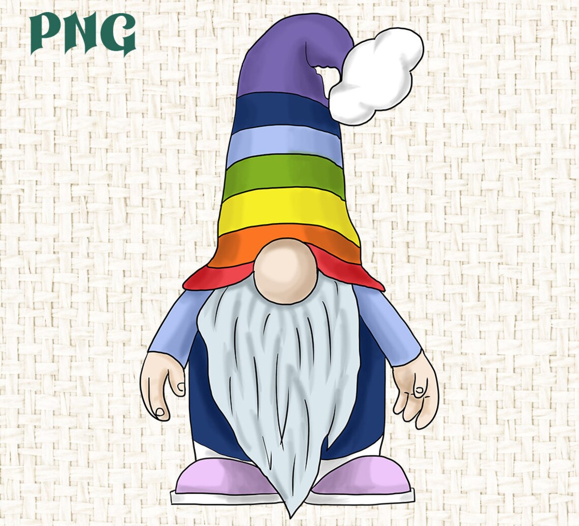 Rainbow Gnome Clipart Png Graphic , Rainbow Gnome Clipart PNG, Hand ...
