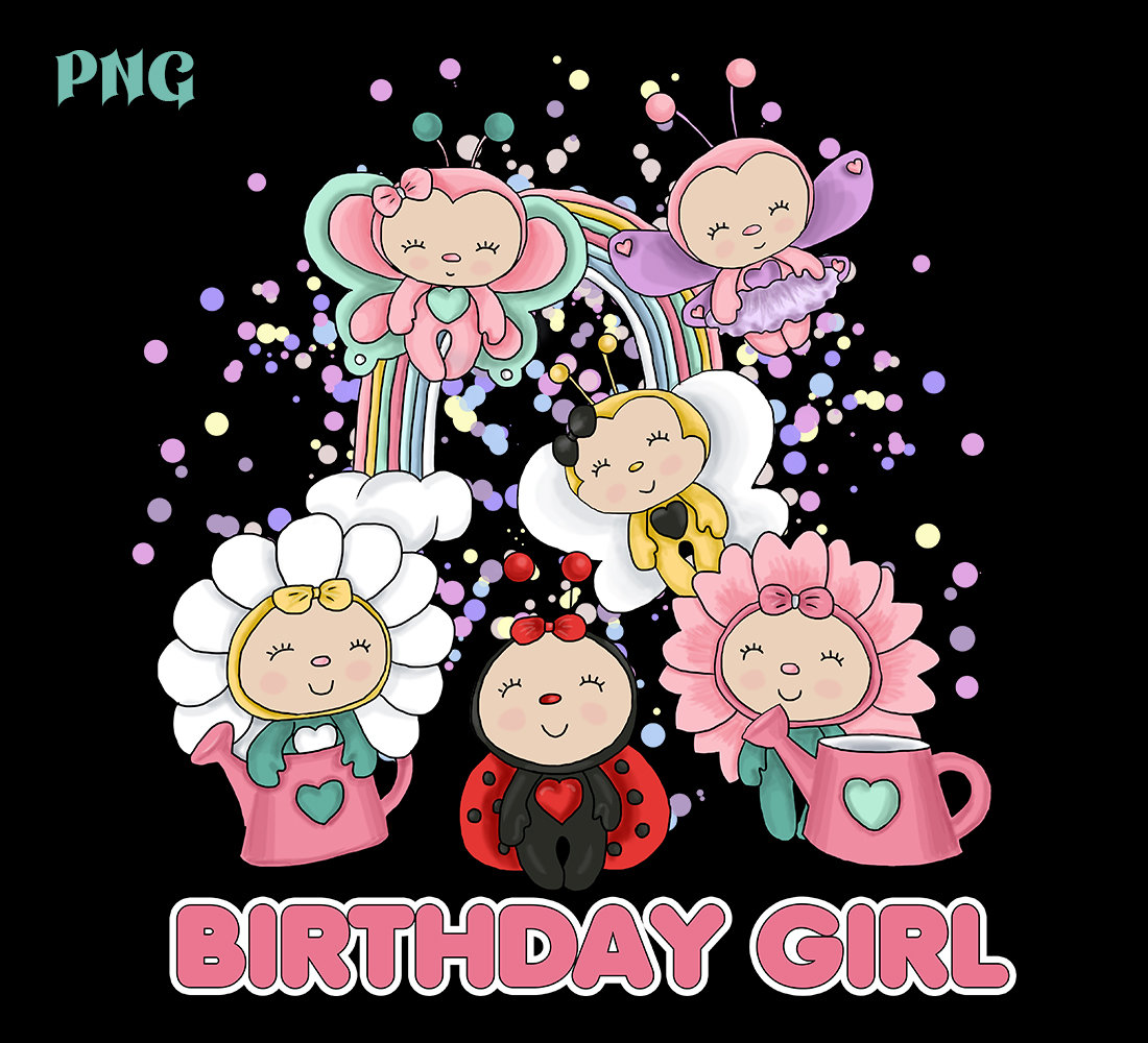 Cute Bugs Birthday Girl PNG, Baby Bugs Birthday Girl Png, Cute Flowers ...