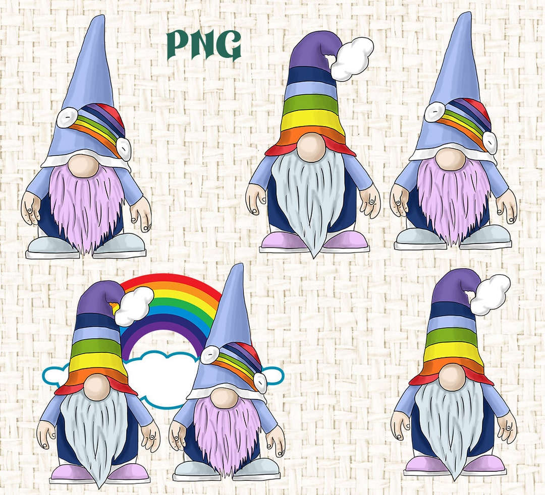 Rainbow Gnomes Clipart Png Graphic , Rainbow Gnomes Clipart PNG, Hand ...