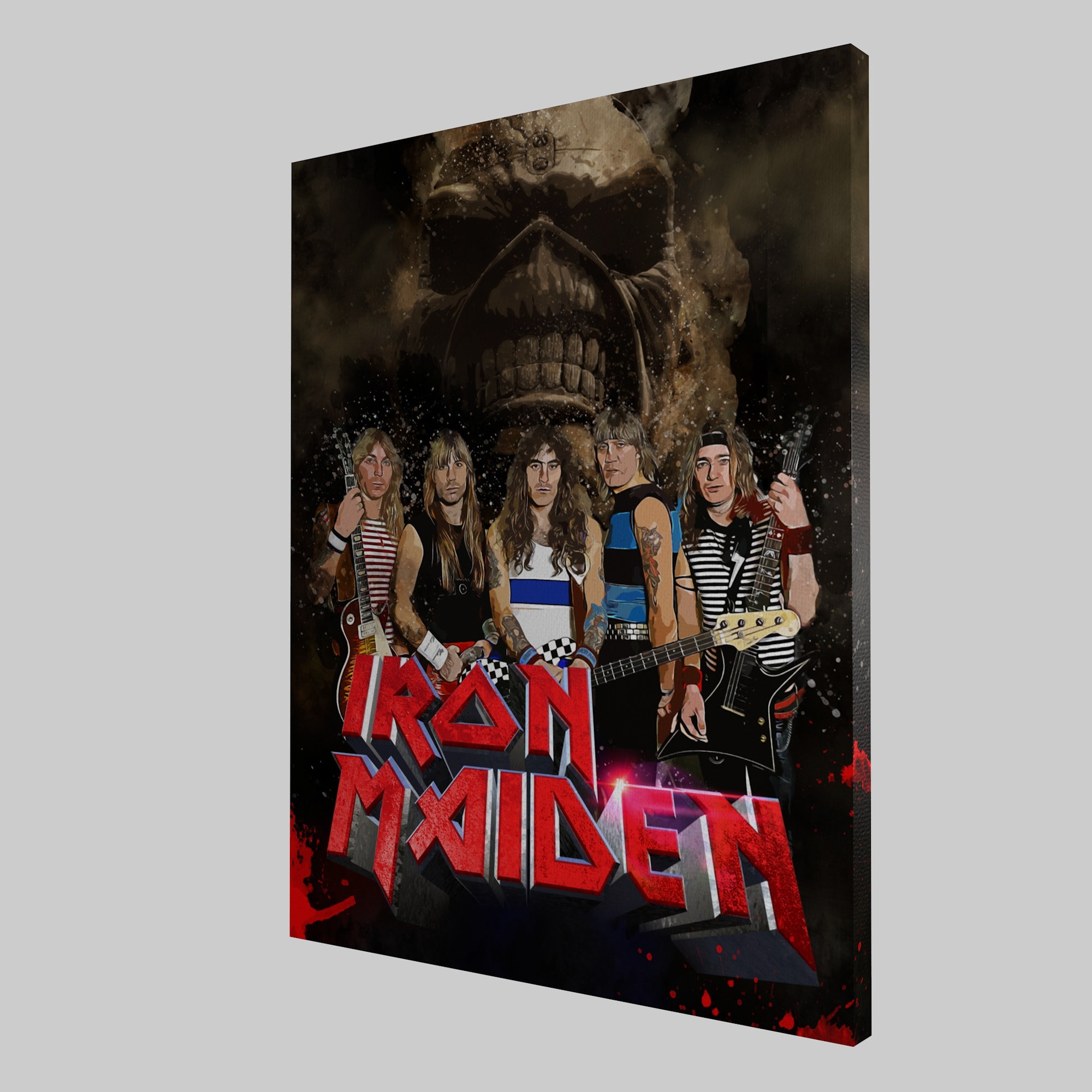 Unique Iron Maiden Wall Art: Art Canvas Featuring Iconic Logos and ...