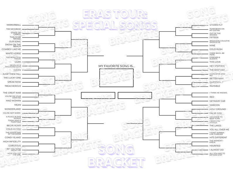 ERAS TOUR: Special Songs - Taylor Swift Song Bracket | Favorite Song ...