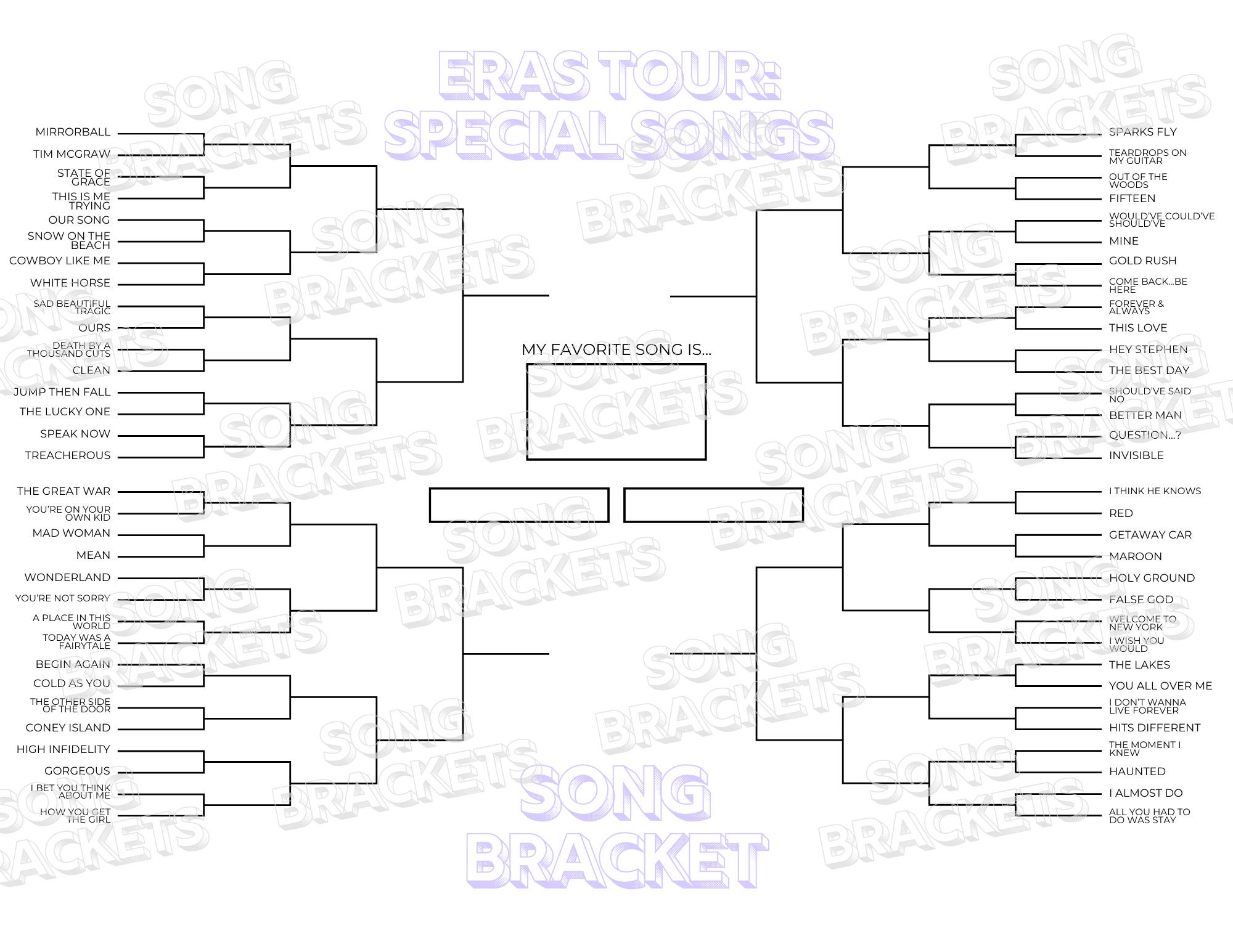 ERAS TOUR: Special Songs - Taylor Swift Song Bracket | Favorite Song ...