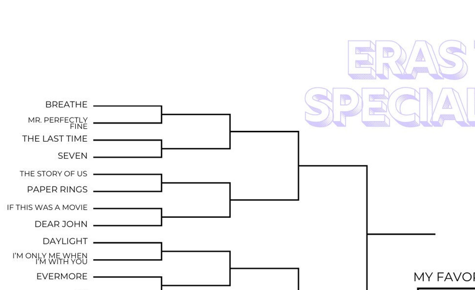 ERAS TOUR: Special Songs - Taylor Swift Song Bracket | Favorite Song ...