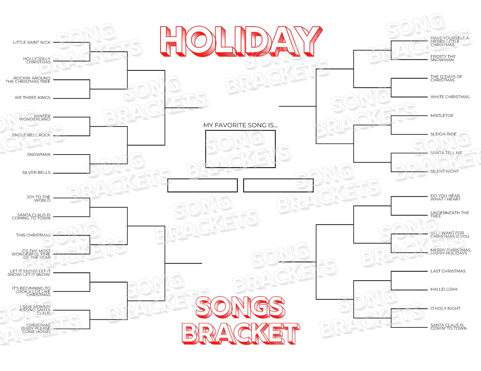 Holiday Christmas Song Bracket | Favorite Song Christmas Holiday ...