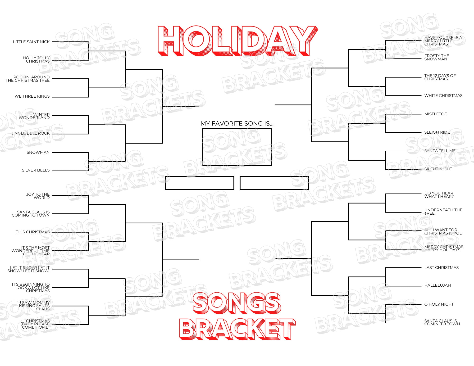 Holiday Christmas Song Bracket | Favorite Song Christmas Holiday ...
