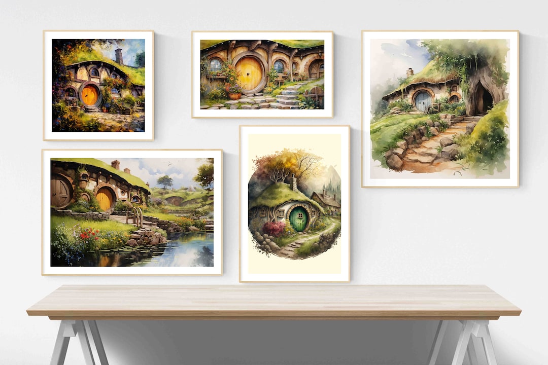 Magical Hobbiton Art Prints Set - 50 Watercolor Illustrations | Tolkien Fantasy Decor - Etsy