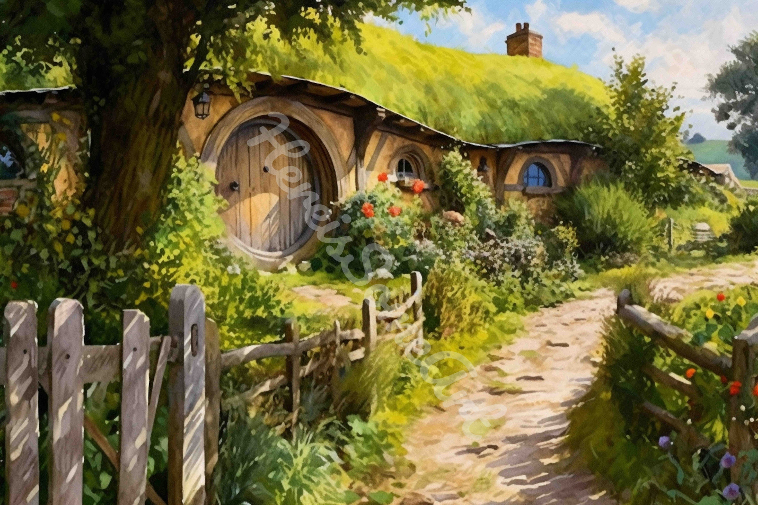 Magical Hobbiton Art Prints Set - 50 Watercolor Illustrations | Tolkien Fantasy Decor - Etsy