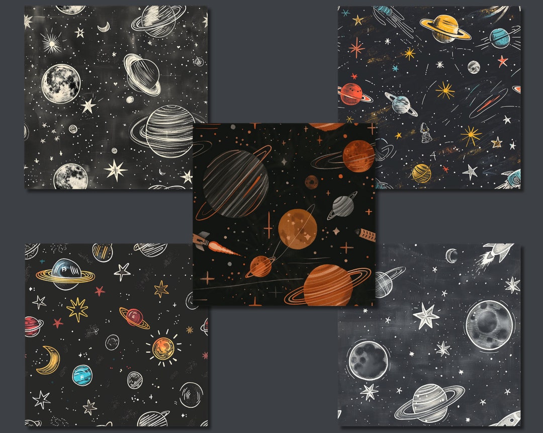 Set of 5 Space Themed Wallpaper Digital Prints | Galactic Dreams ...