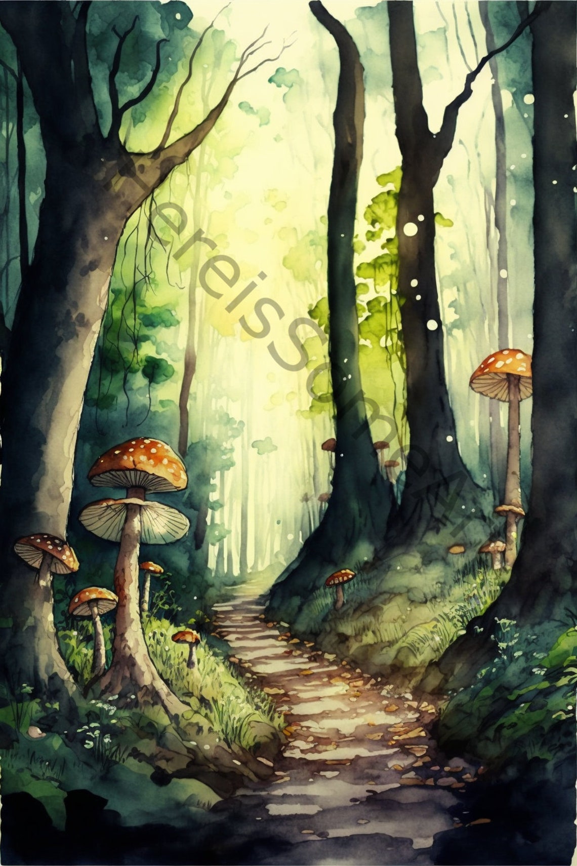 Watercolor Mushroom Village and Forest Collection - Etsy