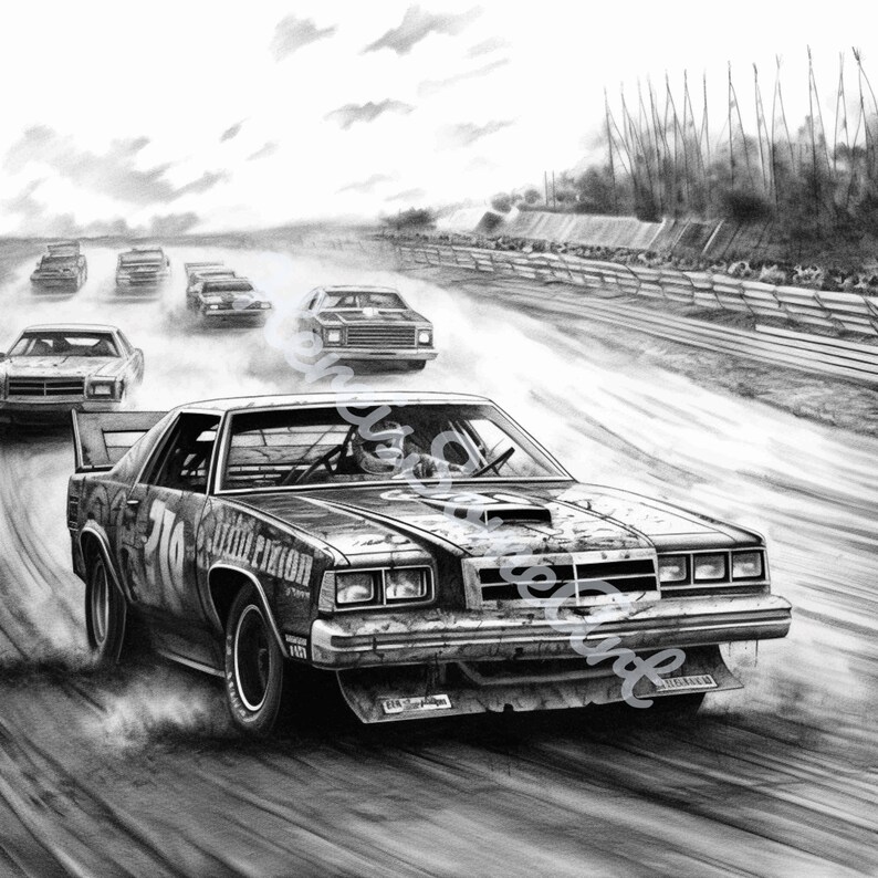 Old School Nascar Drawings and Prints HD Collection of 27 - Etsy