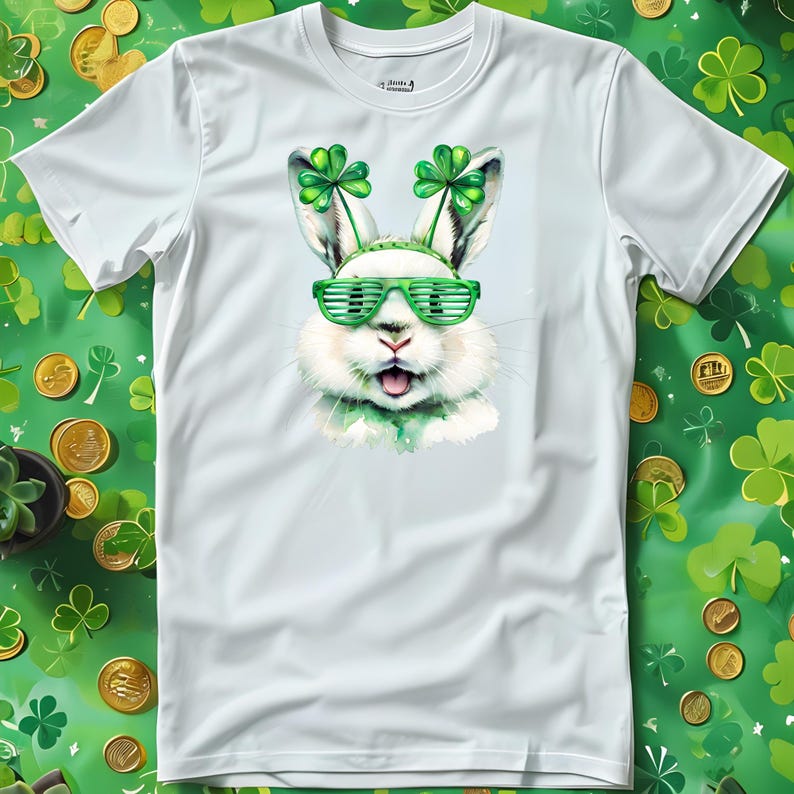 St. Patrick’s Day Shamrock Rabbit Clipart – Cute & Whimsical 400dpi PNG ...