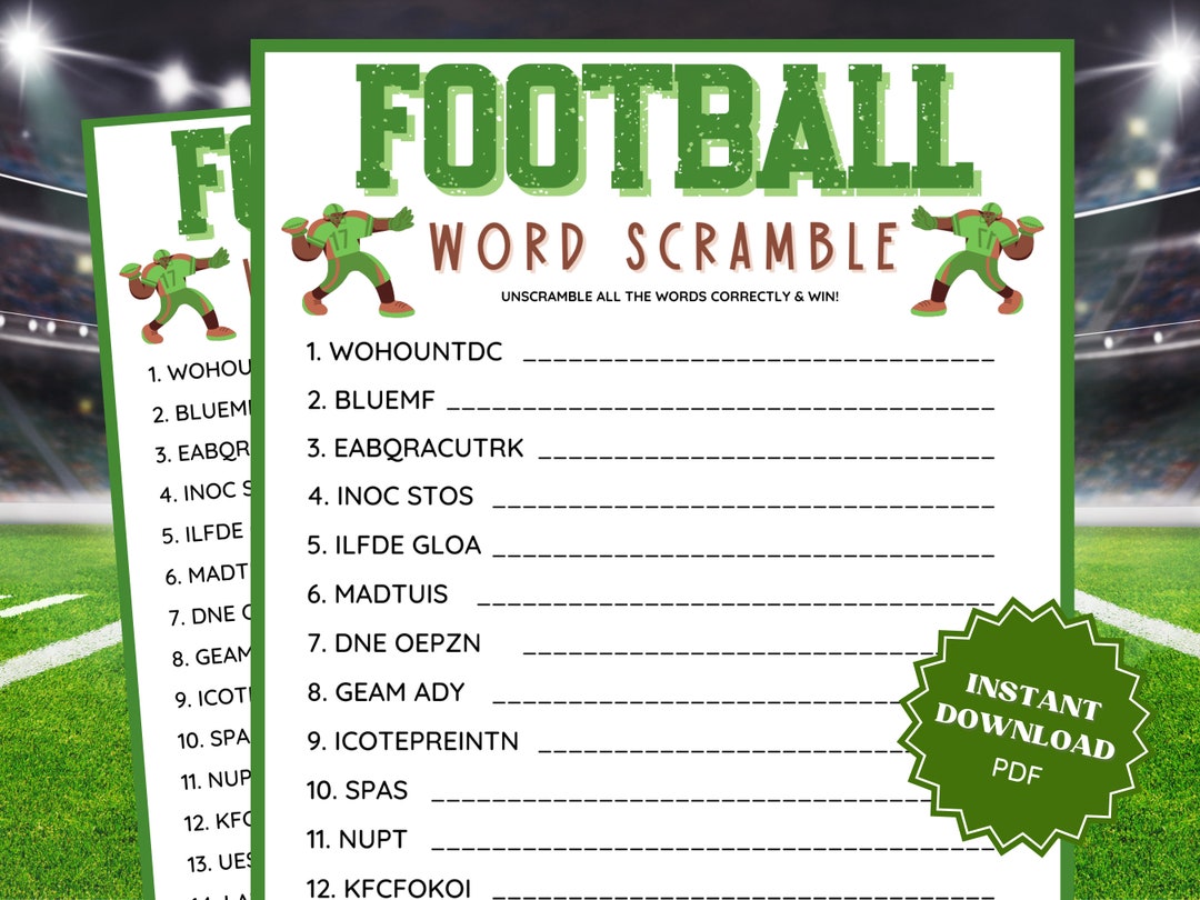 Word Scramble Super Bowl Party Word Game, Super Bowl Games, Family ...