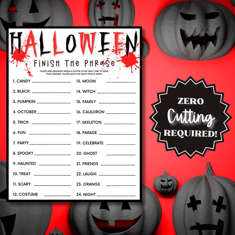 Finish the Phrase Halloween Game: Printable Group Activity (digital ...
