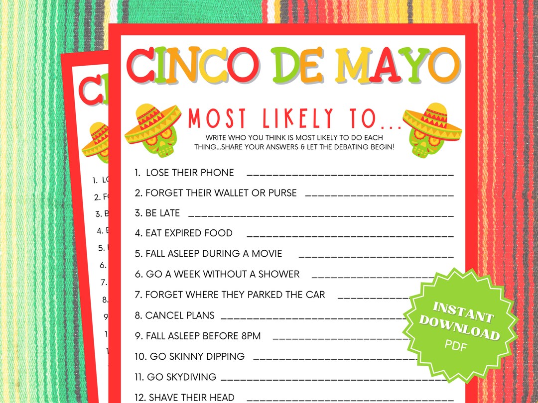 Most Likely to Printable Cinco De Mayo Game, Cinco De Mayo Games, How ...