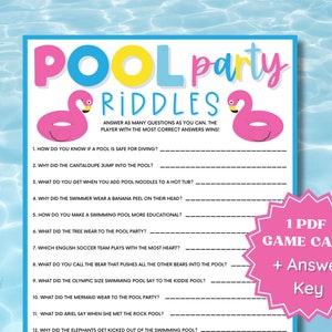 Riddles Pool Party Games for Kids, Trivia Games, Pool Party Game, Pool ...