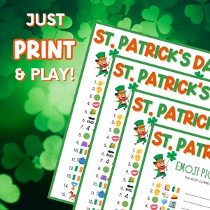 St Patricks Day Emoji Pictionary Game, St Patricks Games, St Patricks ...