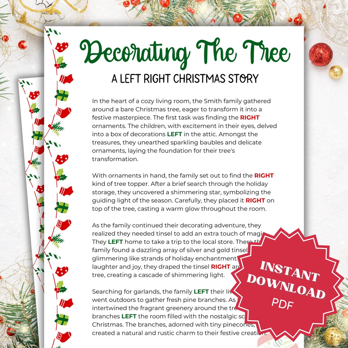 Christmas Left Right Game: Holiday Party Story (digital Download) - Etsy