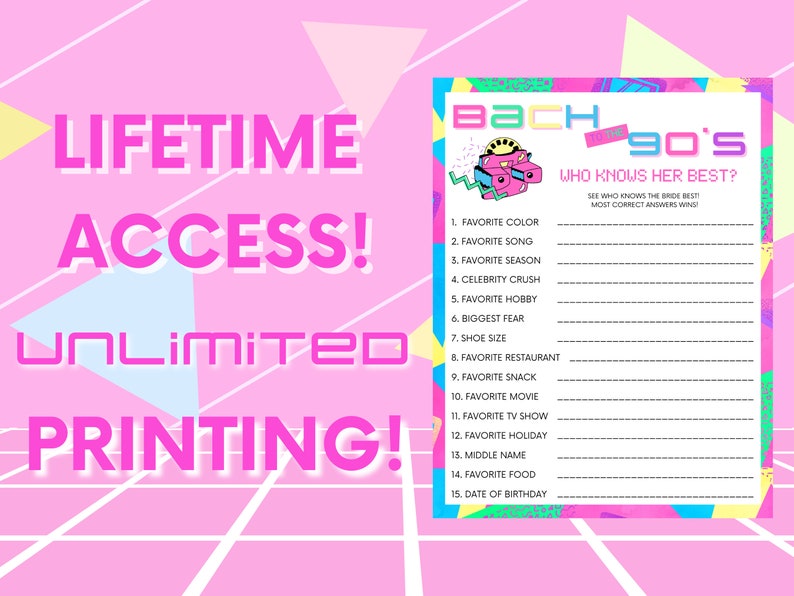 90s Bachelorette Party Game, Who Knows Bride Best (digital Download) - Etsy