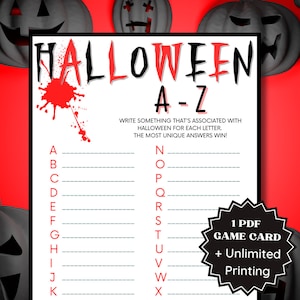 A-Z Halloween Word Game Printable, Halloween Games for Senior ...