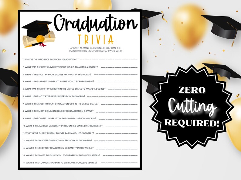 Graduation Trivia Printable Graduation Party Game Graduation - Etsy
