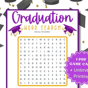 Word Search Graduation Party Printable Game, Graduation Games, Grad ...
