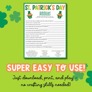 St Patricks Day Riddles Game for Kids: Family Trivia (printable PDF) - Etsy