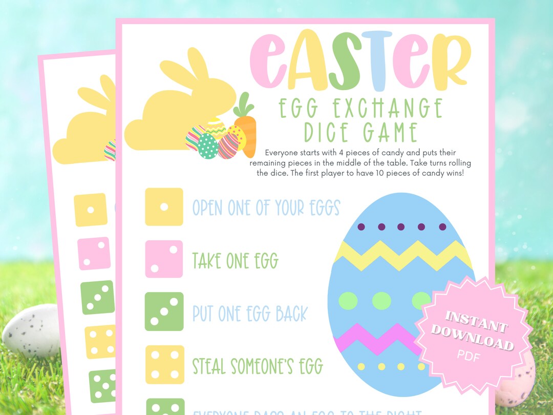 Easter Egg Exchange Dice Game, Easter Games for Kids, Printable Easter ...