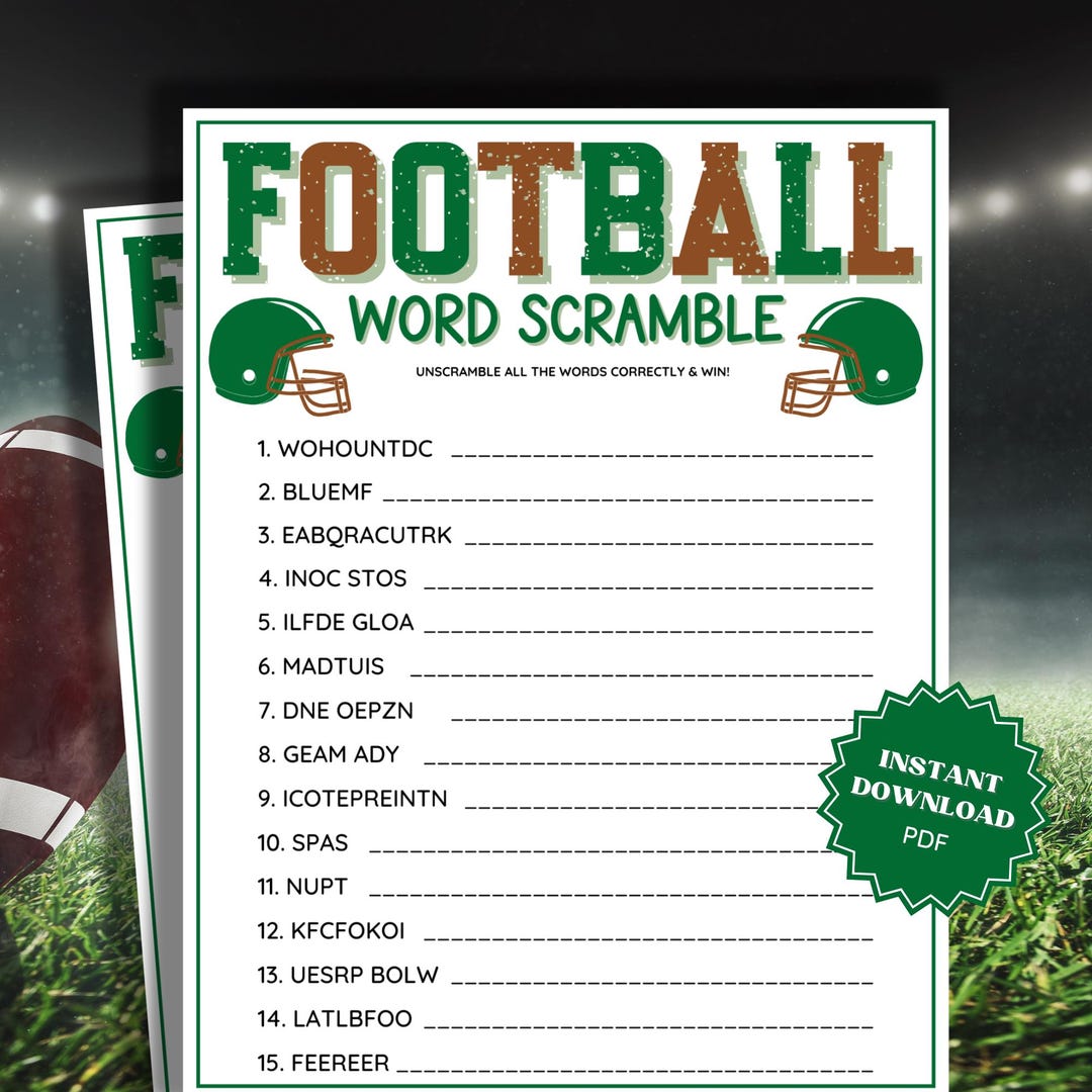 Word Scramble Super Bowl Party Word Game, Super Bowl Games, Family ...