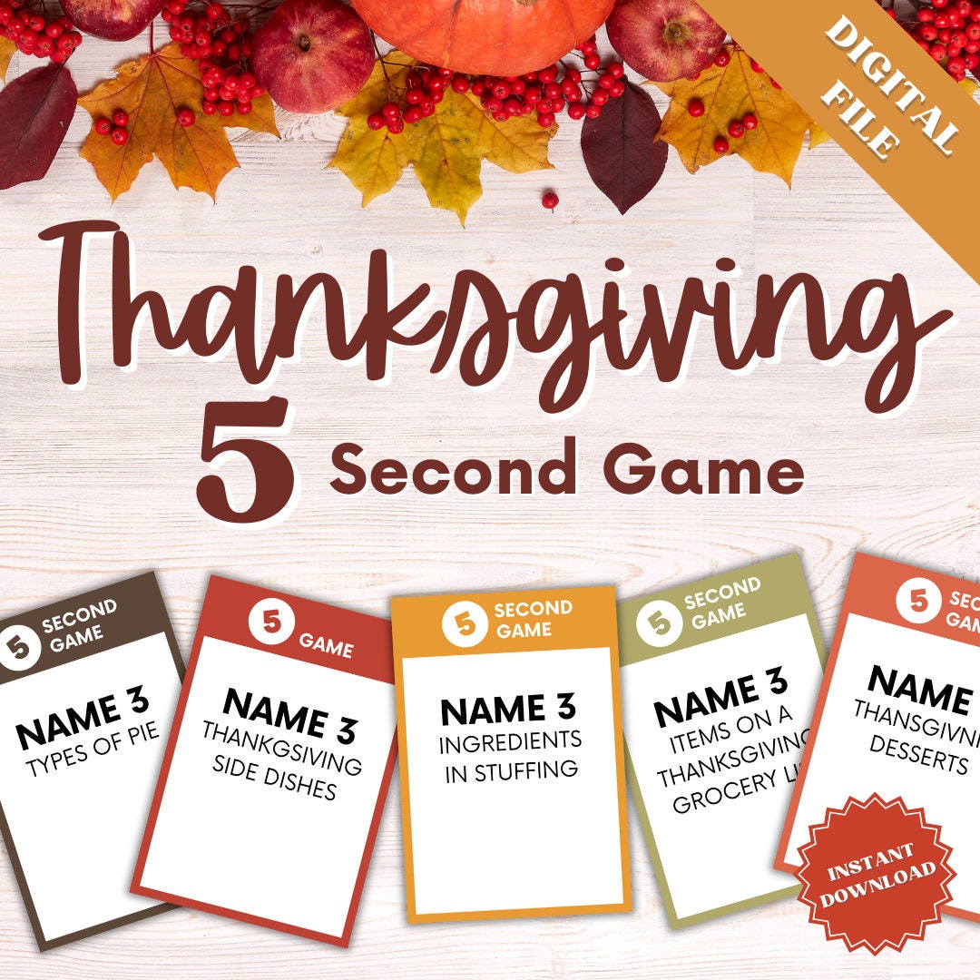 Thanksgiving 5 Second Game, Thanksgiving Games Printable, Thanksgiving ...