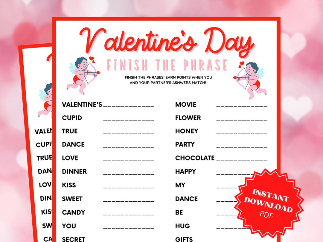 Valentine's Day Finish the Phrase, Classroom Games, Word Games ...
