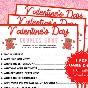 Valentine's Day Couples Game, Couples Night, Couples Date Night ...