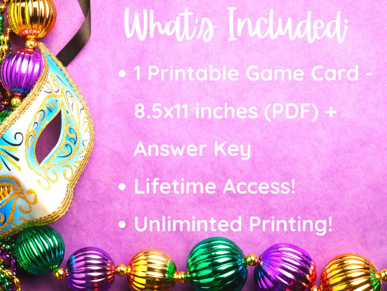 Mardi Gras Phrase Match Trivia Game: Printable Party Activity (PDF) - Etsy