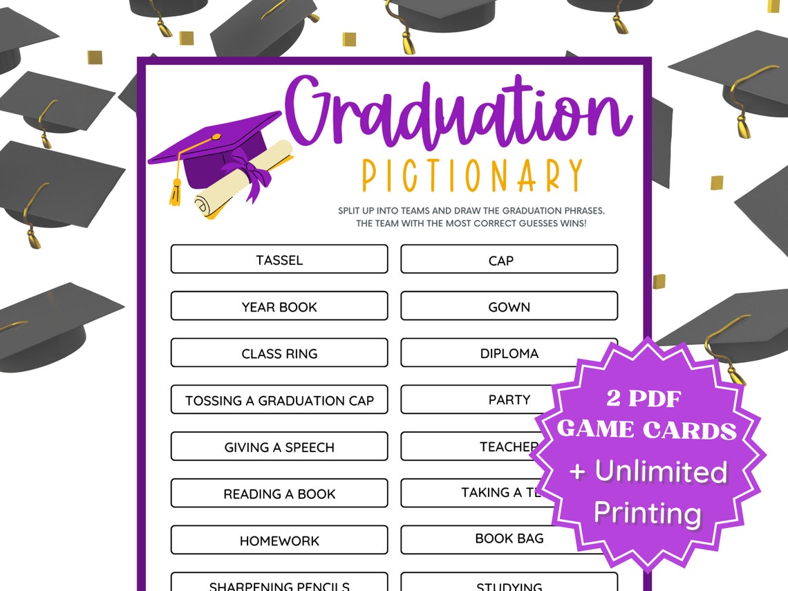 Pictionary Printable Graduation Game Pictionary Game Group - Etsy